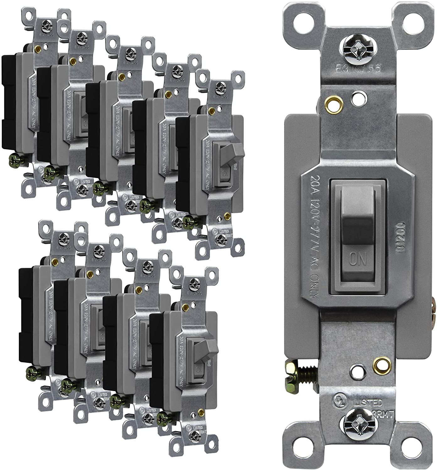 ENERLITES Toggle Light Switch, Single Pole, 20A 120-277V, Grounding ...