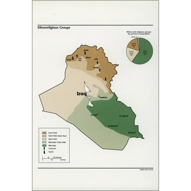 24"x36" Gallery Poster, cia map of iraq Ethnoreligious groups 1992 ...