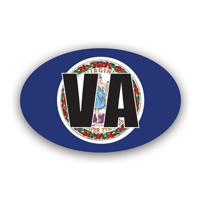 Virginia Flag Oval Sticker Decal - Self Adhesive Vinyl - Weatherproof ...