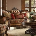 Traditional Dark Oak & Floral Chenille 3Pcs Sofa Set By Homey Design HD ...