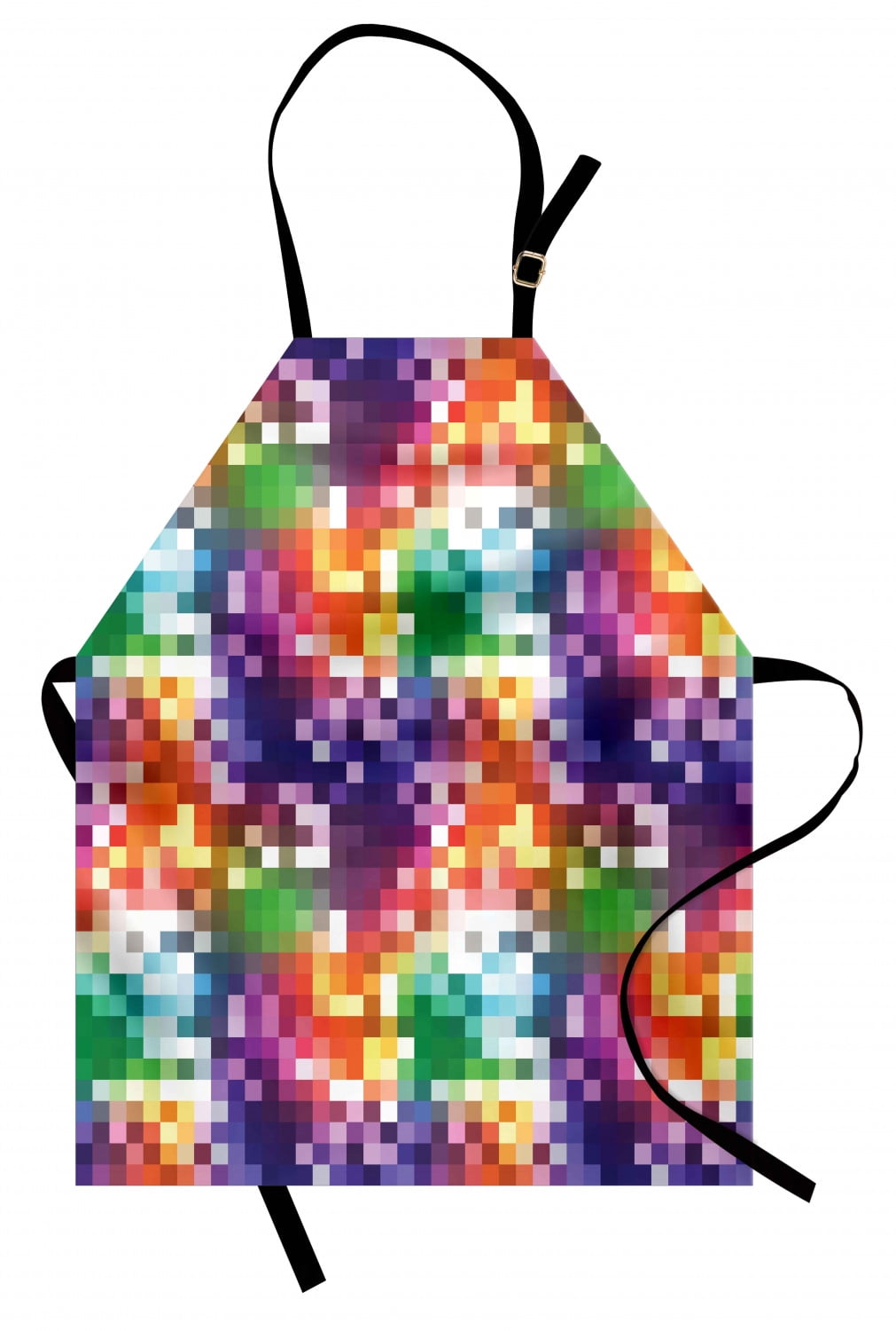 Colorful Apron, Mosaic Rainbow Colored Checkered Squares Abstract Pixel ...