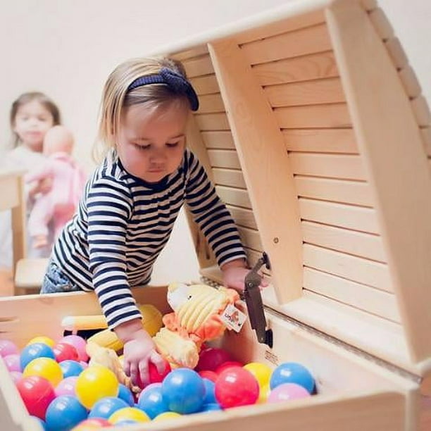 Little Colorado Wooden Kids Captain Chest Toy Box w Open Hinge Unfinished Walmart