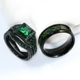 Black Matching Rings His and Her Rings Couple Rings 1ct Green CZ ...