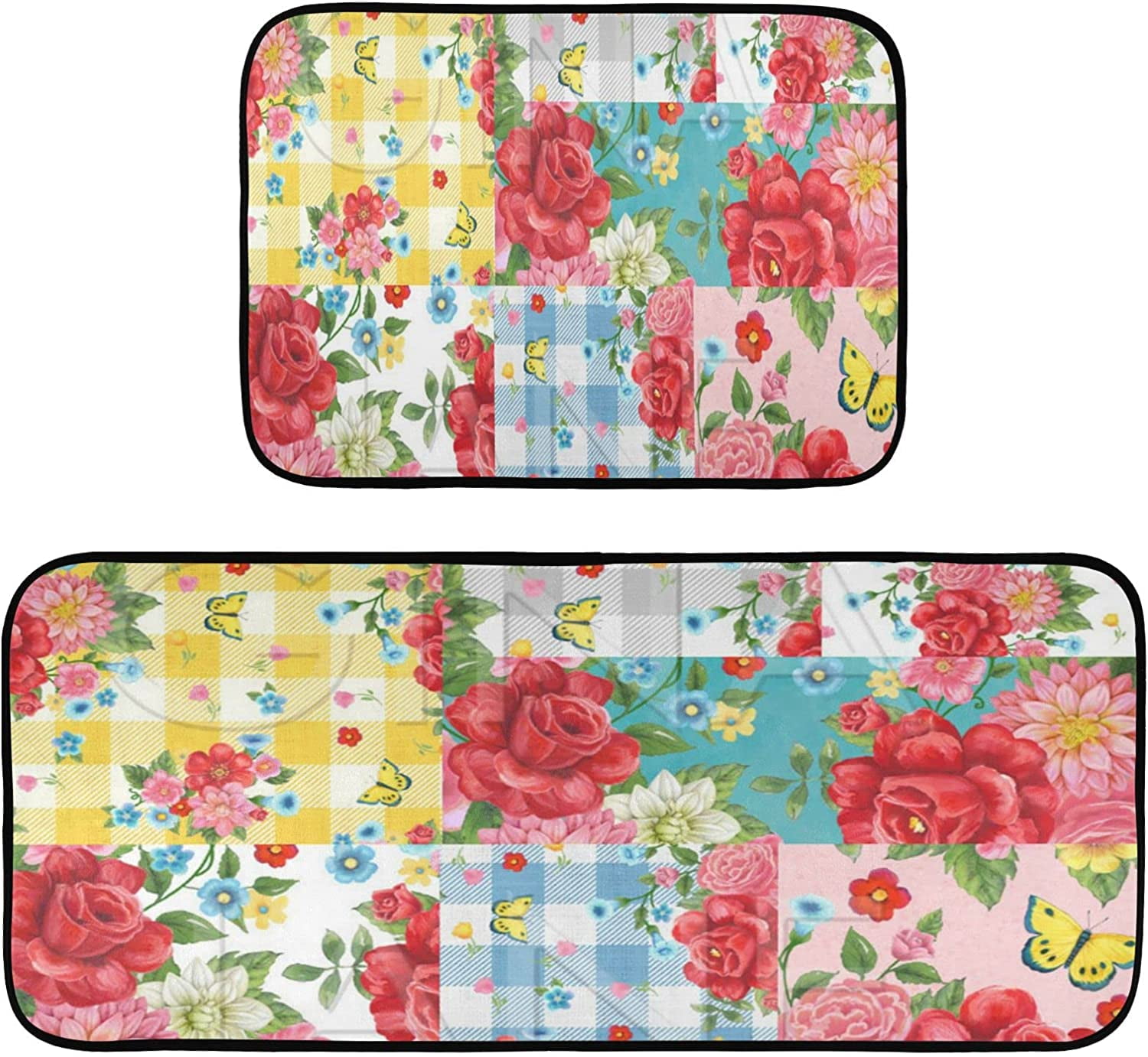 Rose Flower Butterfly Kitchen Mats The flower Floral Kitchen Rugs ...