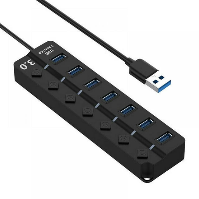 Prettyui 7 Ports USB HUB with Switch Multi USB 3.0 Hub Splitter On/Off ...