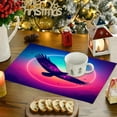 7 Piece Linen Table Runner and Placemats Set, Neon Eagle Forest Round ...