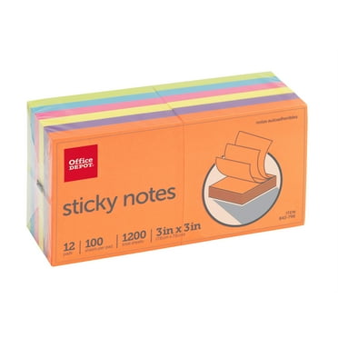 Office Depot® Brand Lined Sticky Notes, 4" x 4", Assorted Vivid Colors ...
