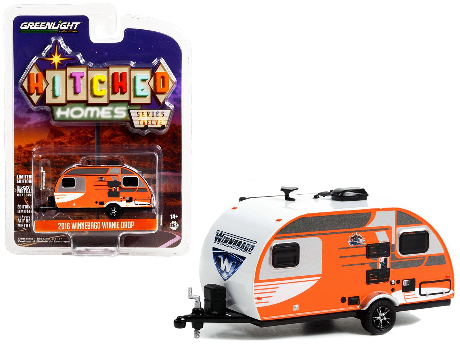 Diecast 2016 Winnebago Winnie Drop Travel Trailer Orange and White with ...