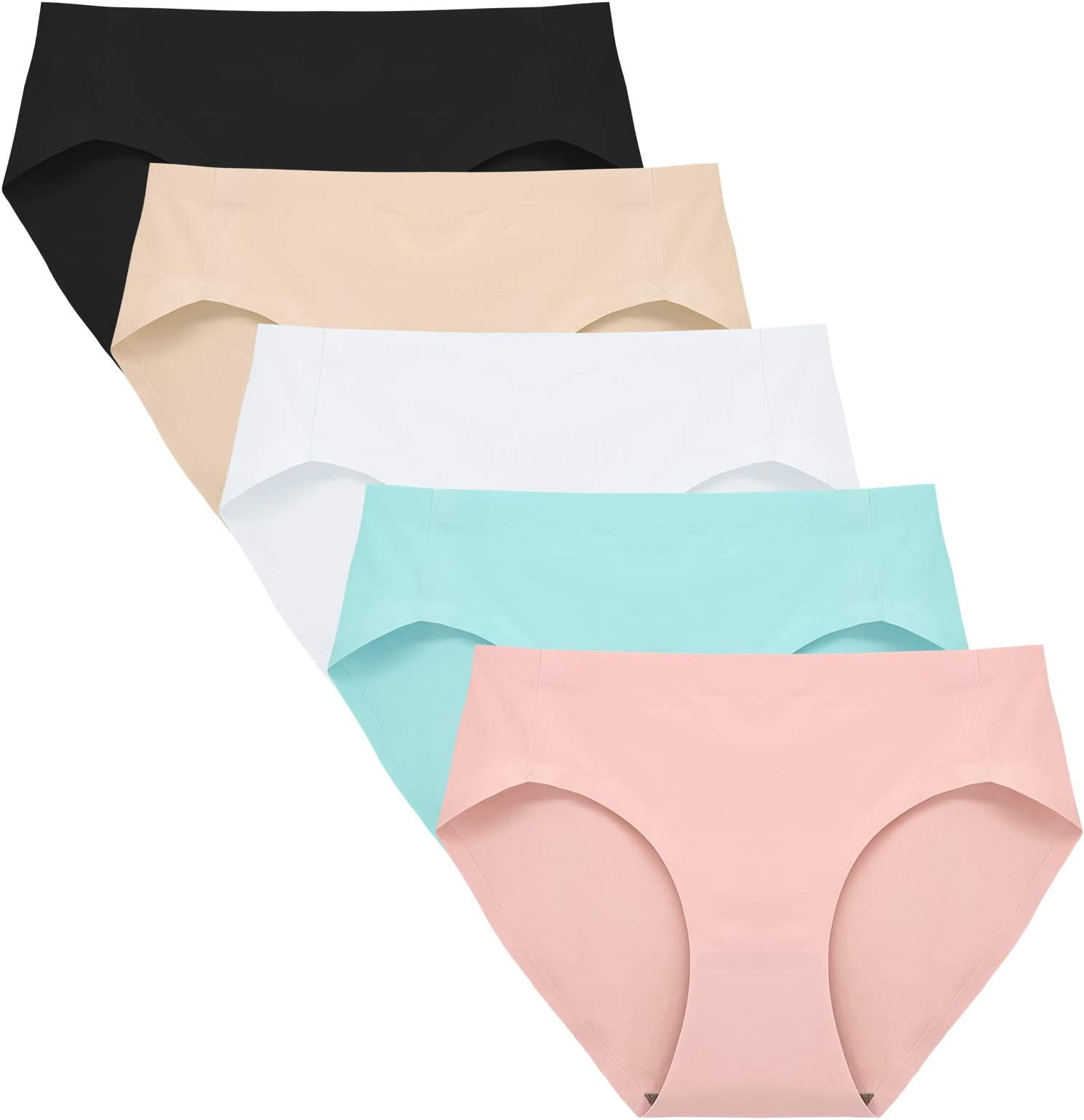 FallSweet No Show Underwear for Women Seamless High Cut Briefs Mid ...