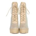 Women Rhinestone Embellished Lace-Up Lug Flatform Combat Boot 19041 ...