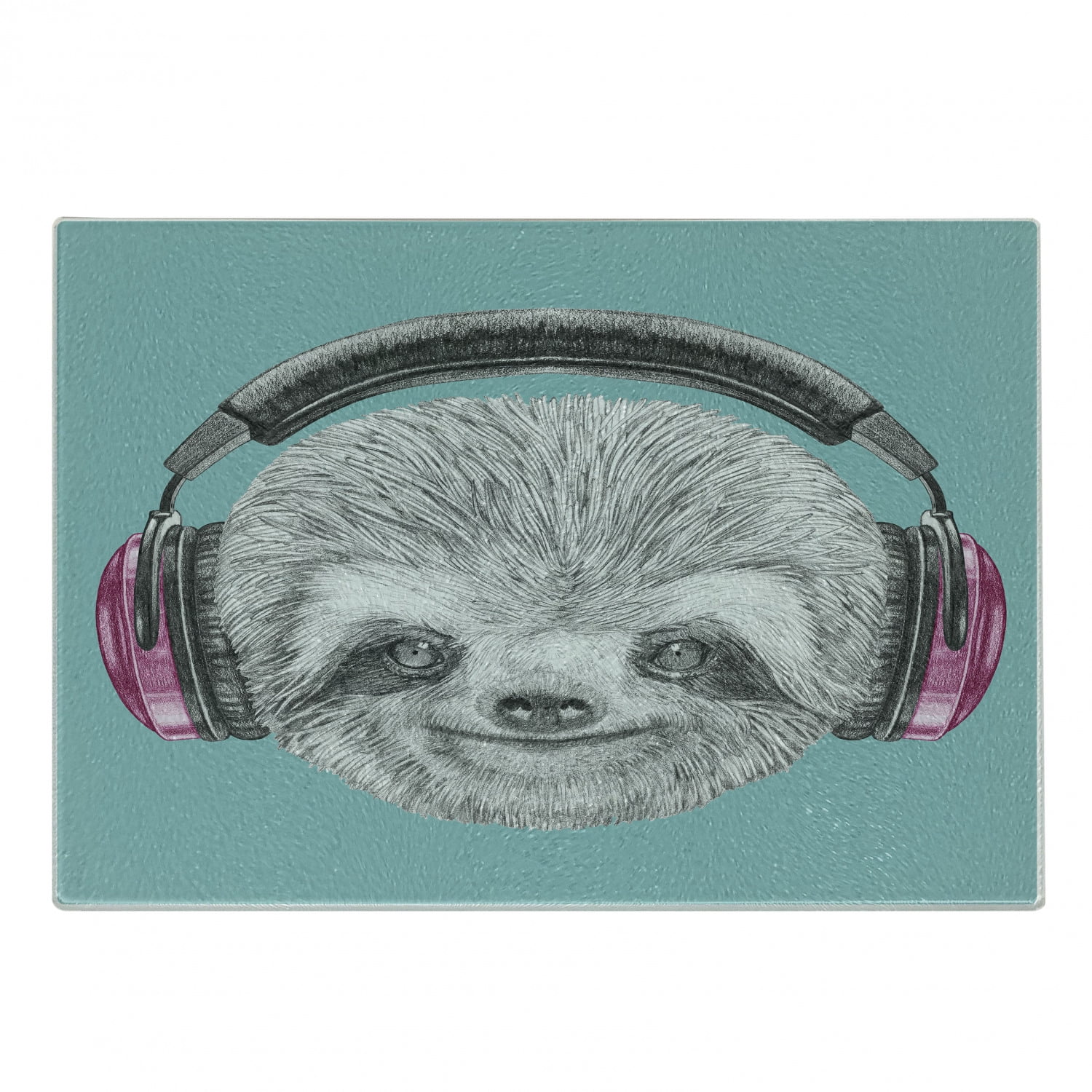 Sloth Cutting Board, DJ Animal Portrait Headphones Funny Modern ...