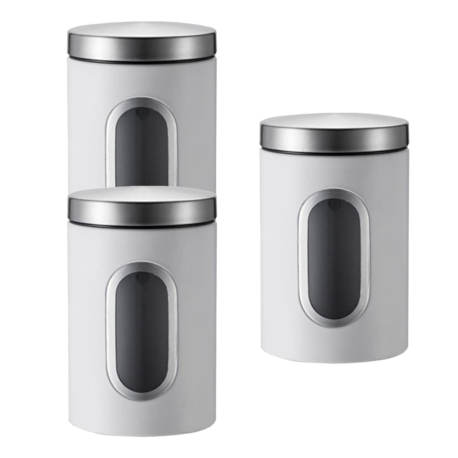 3 Pieces Stainless Steel Kitchen Storage Sugar Canister Organization ...