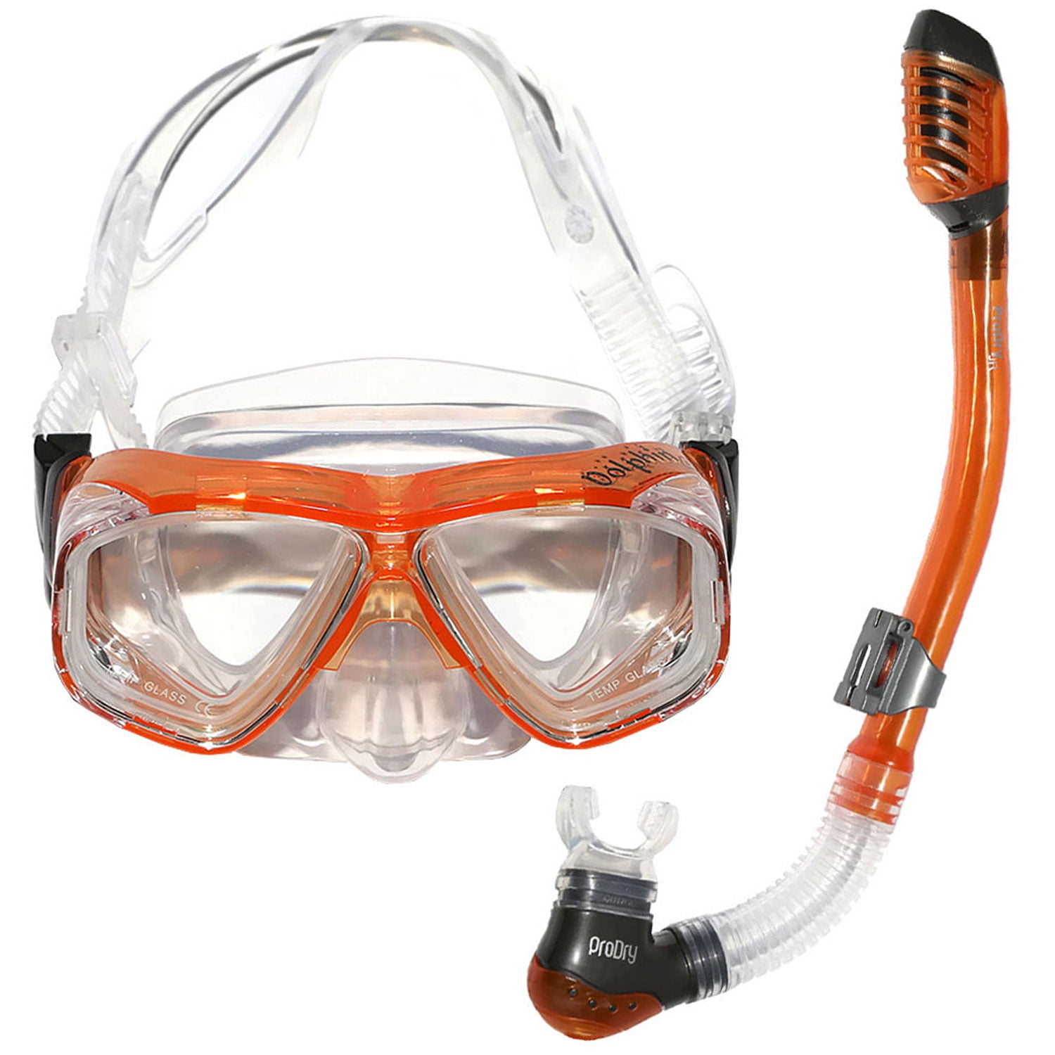 Scuba Max Kids Pro Dry Snorkel and Dolphin 2 Window Mask Snorkeling Set ...