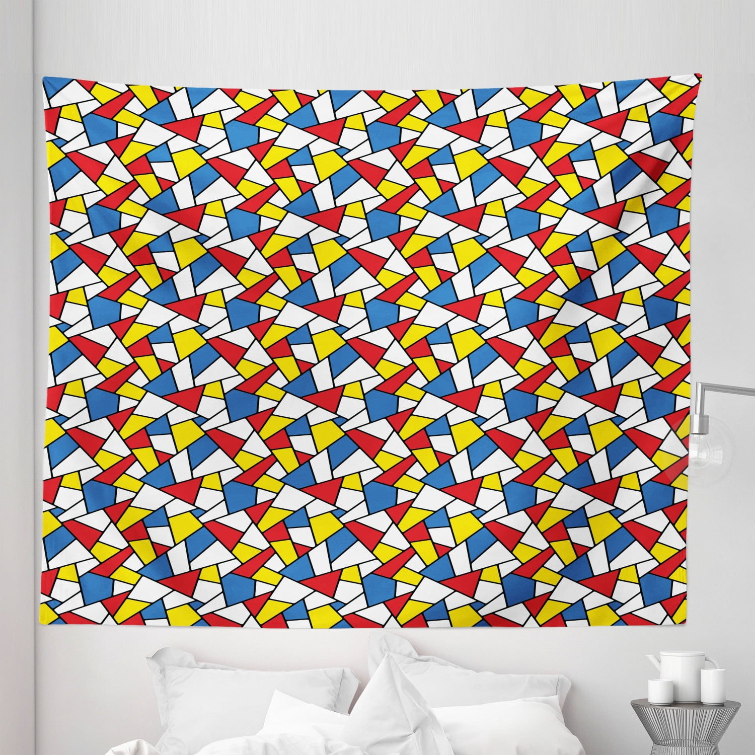 Mosaic Tapestry, Geometric Shapes Composition with Colorful Stained ...
