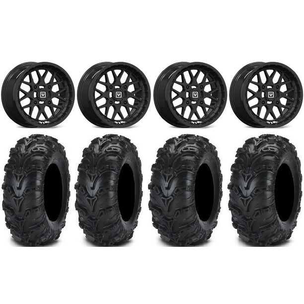 Valor V03 14" Wheels Black 27" Mud Lite II Tires Polaris RZR XP 1000 ...