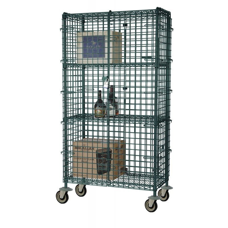 18" Deep x 60" Wide x 69" High Mobile Freezer Security Cage with 4 ...