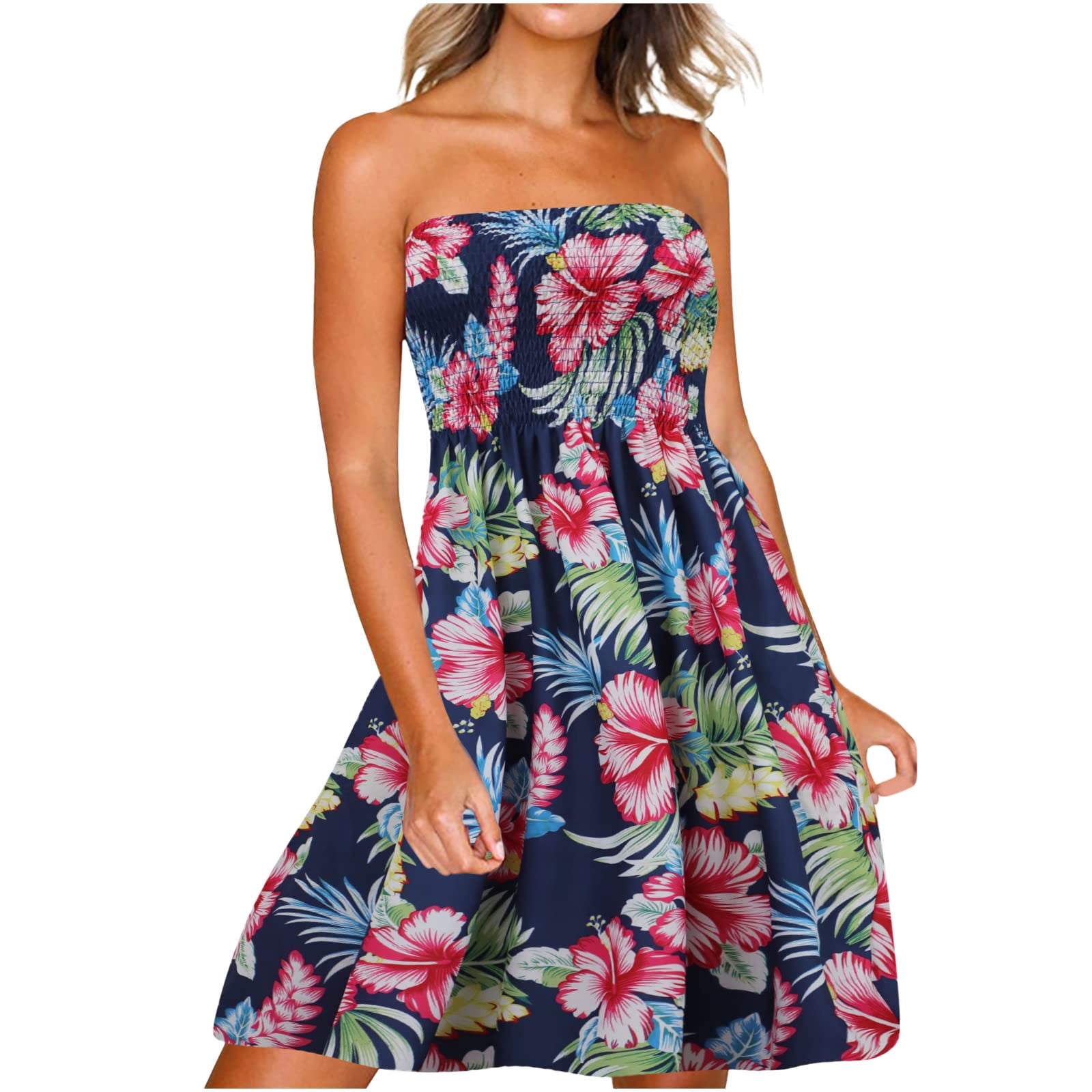 Summer Dresses for Women Tube Strapless Bohemian Style Printing ...