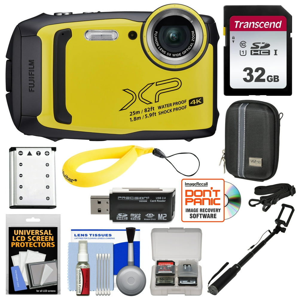 Fujifilm FinePix XP140 Shock + Waterproof Wi-Fi Digital Camera (Yellow) with 32GB + Battery ...
