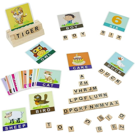 Wooden Letters Blocks Alphabet Flash Cards Puzzle Free Spelling ...