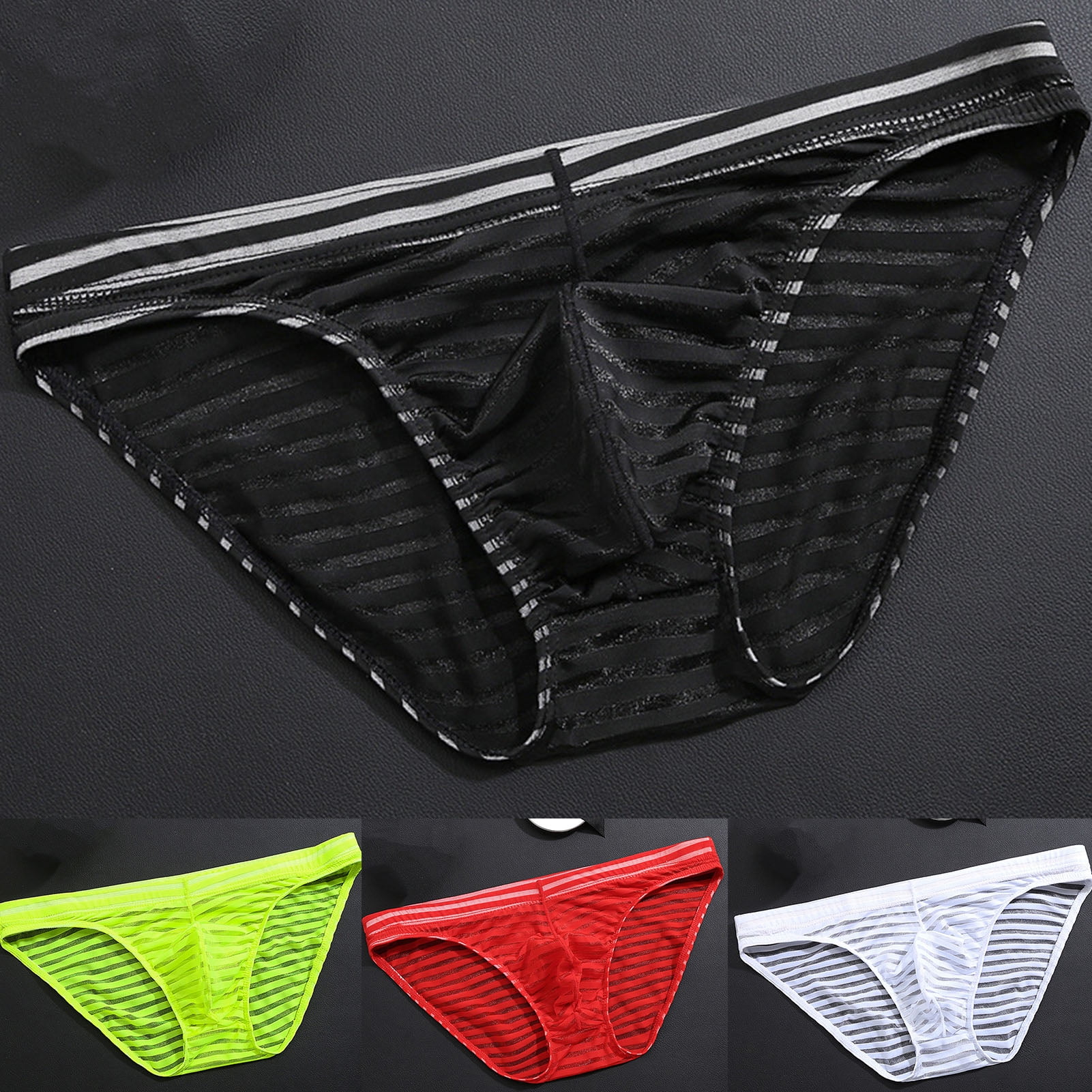 rygai Men Underpants Stripe Seamless Mesh Men Briefs for Inside Wear ...