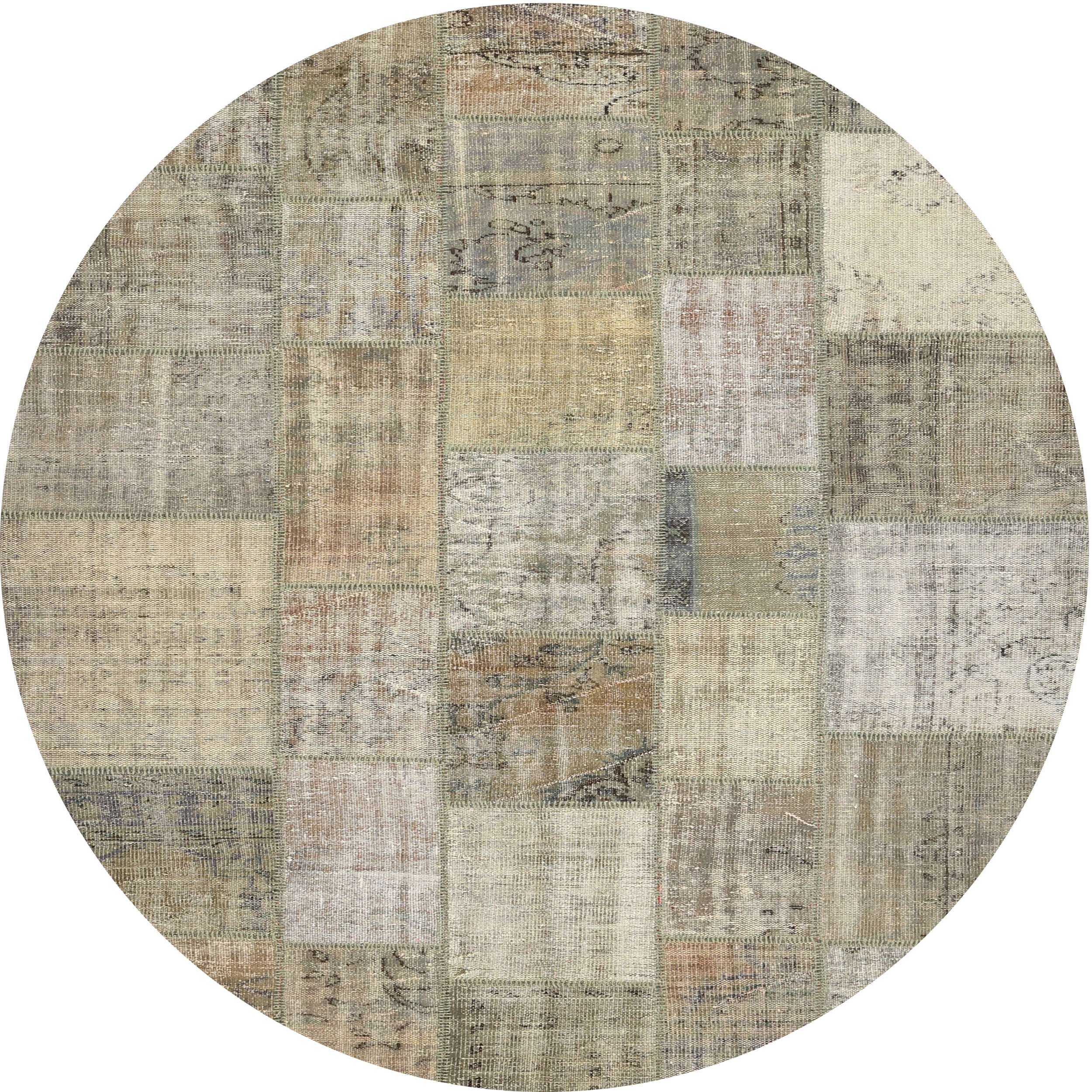 Ahgly Company Indoor Round Contemporary Khaki Green Patchwork Area Rugs ...