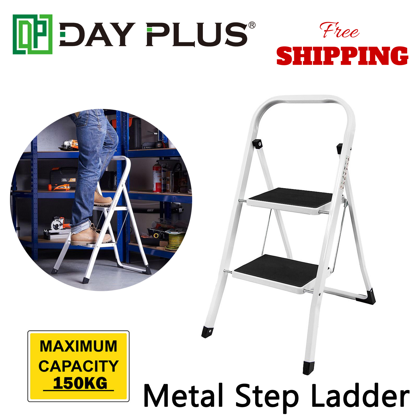 Dayplus Step Ladder 2 Step Folding,Lightweight Step Ladder,Folding ...