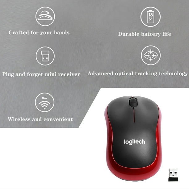 M185 2.4 GHz Wireless Mouse 1000DPI 3 Buttons Optical Mice (Red ...