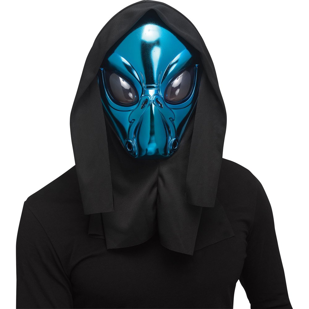 Fun World Halloween Metallic Hooded Alien Halloween Mask, One-Size ...