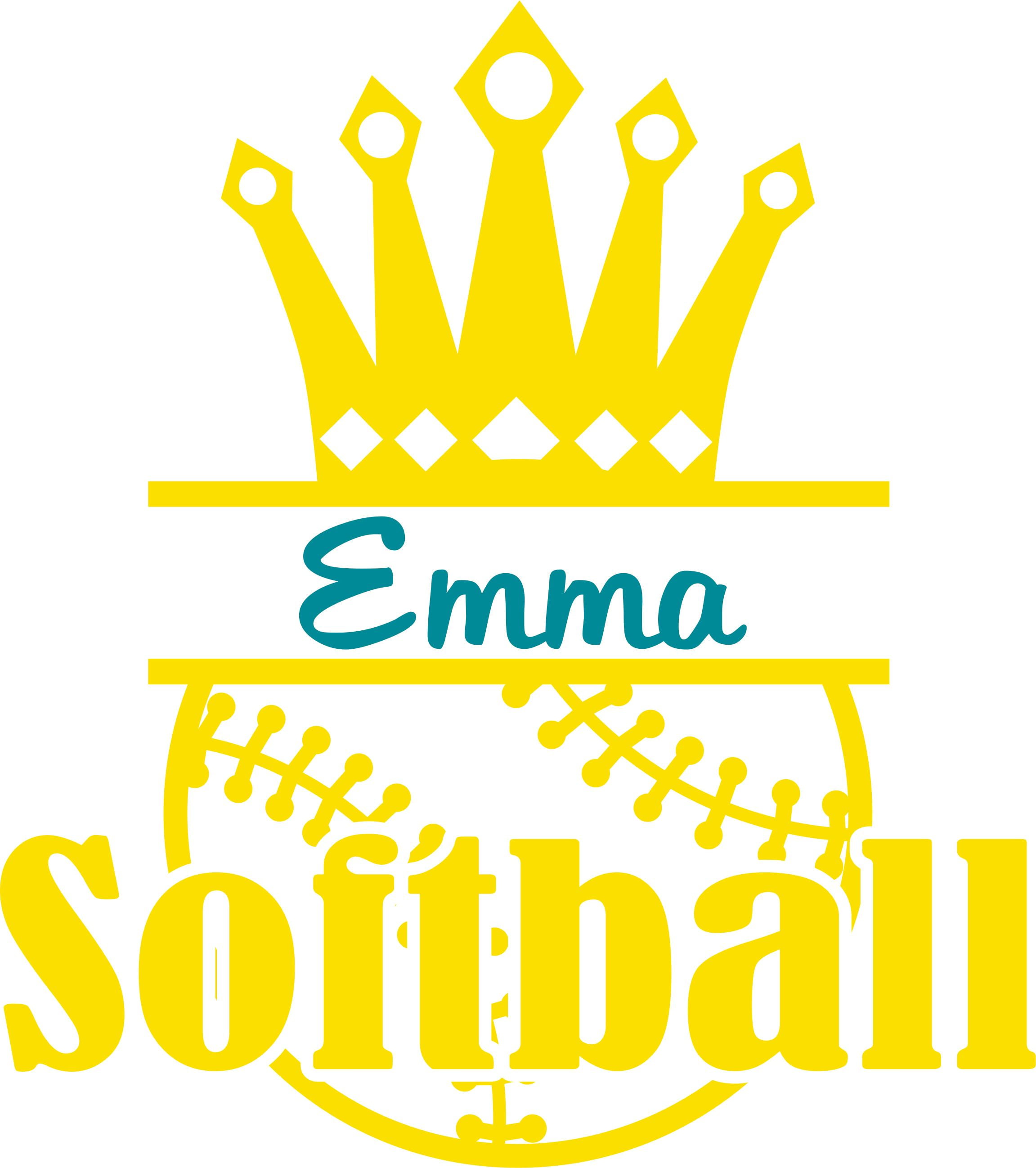 Softball Crown Player Sport Athelete Customized Wall Decal - Custom ...