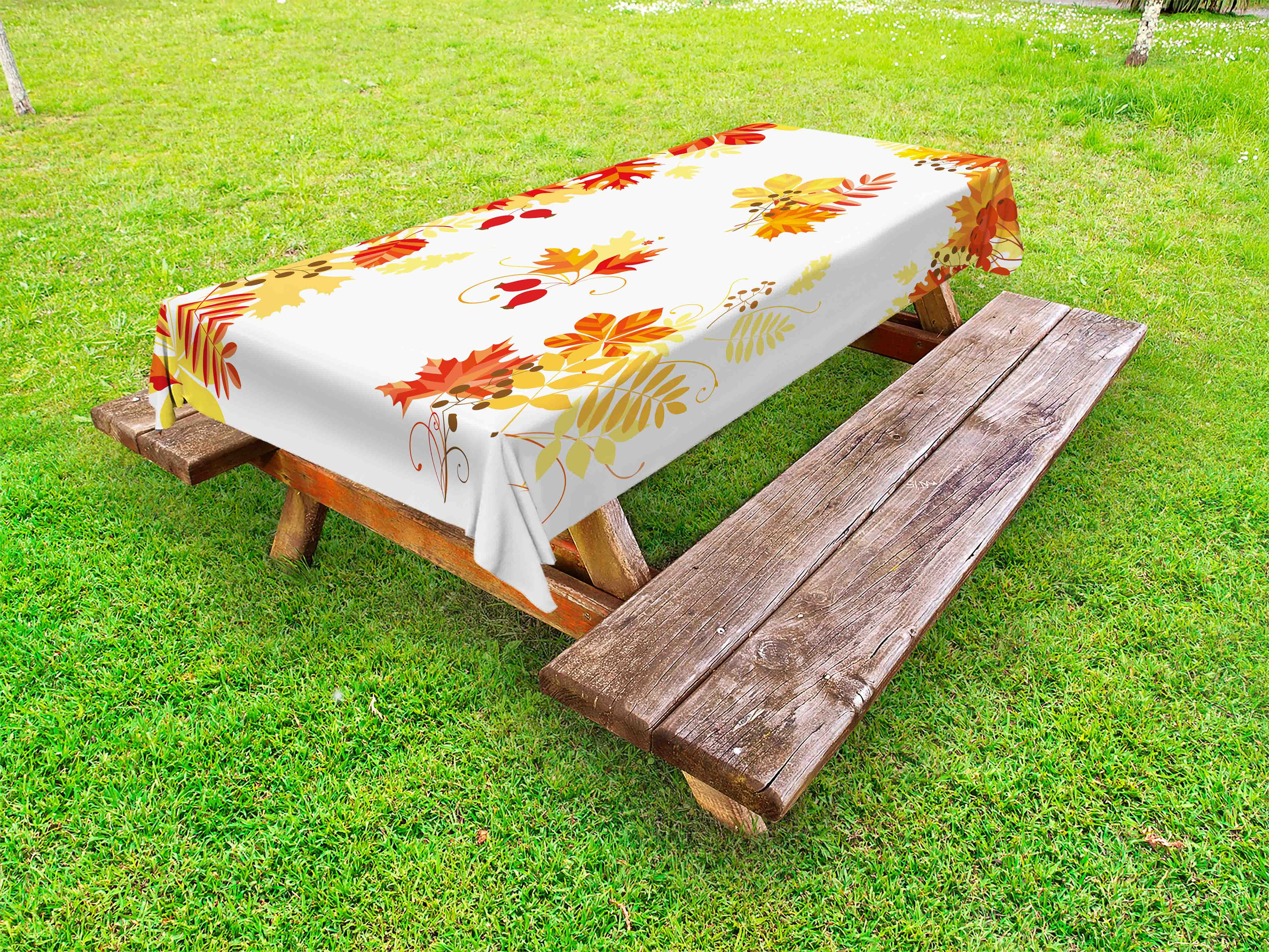 Fall Outdoor Tablecloth, Autumn Themed Pattern Chestnut Oak Maple ...