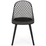 Noble House Lily Plastic Patio Dining Side Chair in Black (Set of 2 ...