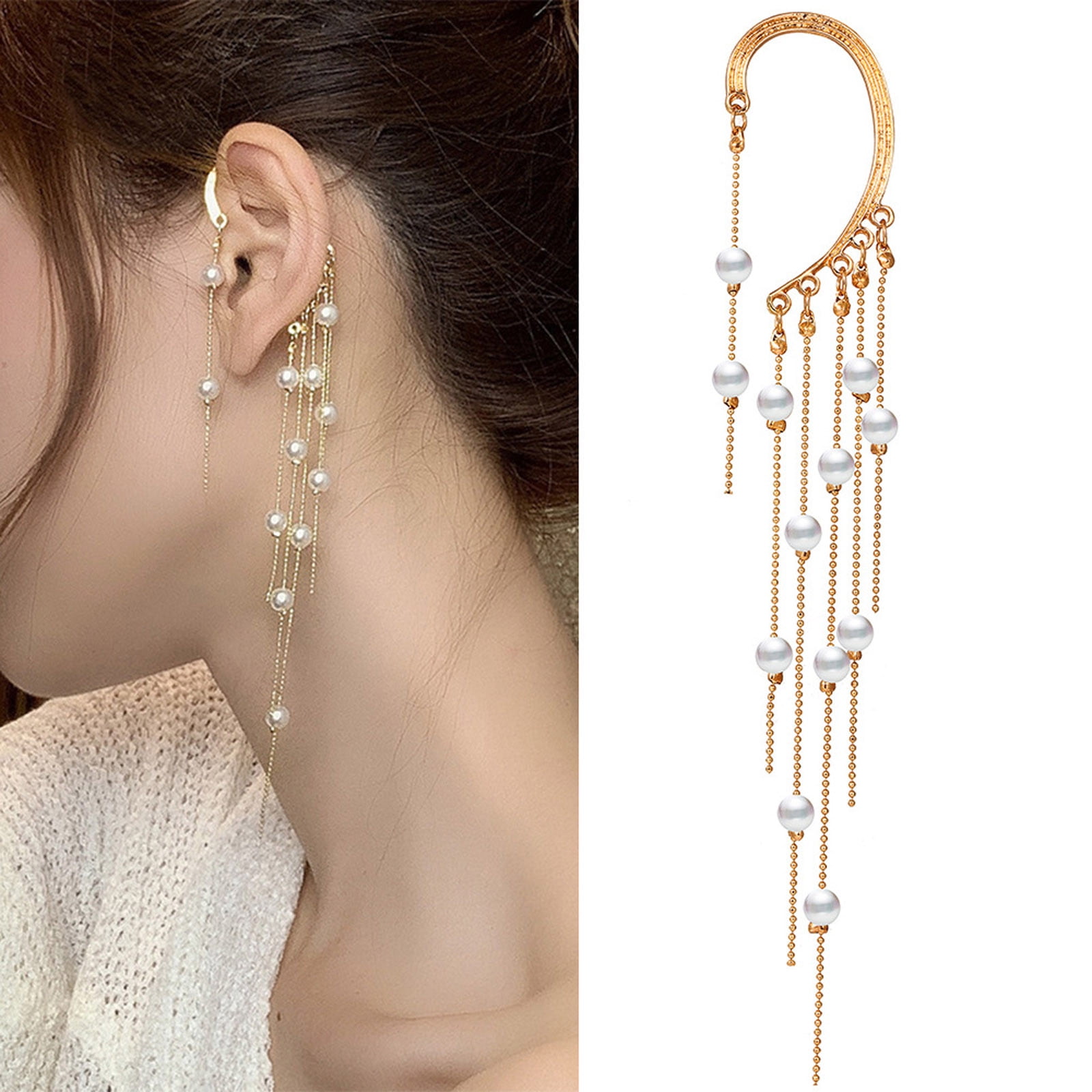 Click here for Rkstn Earrings For Women No Pierced Pearl Tassel L... prices
