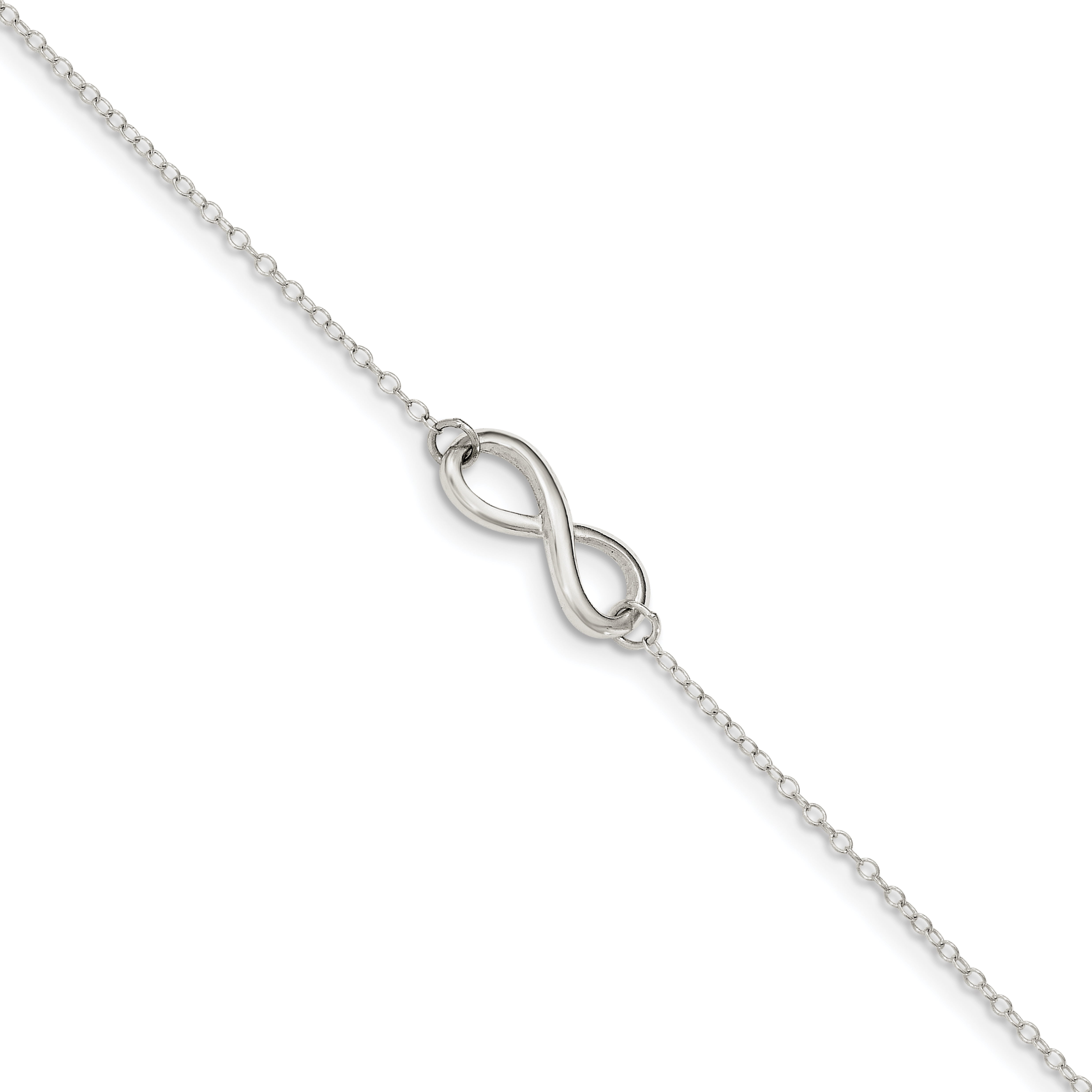 925 Sterling Silver Polished Infinity Symbol Chain Anklet with 1in ...