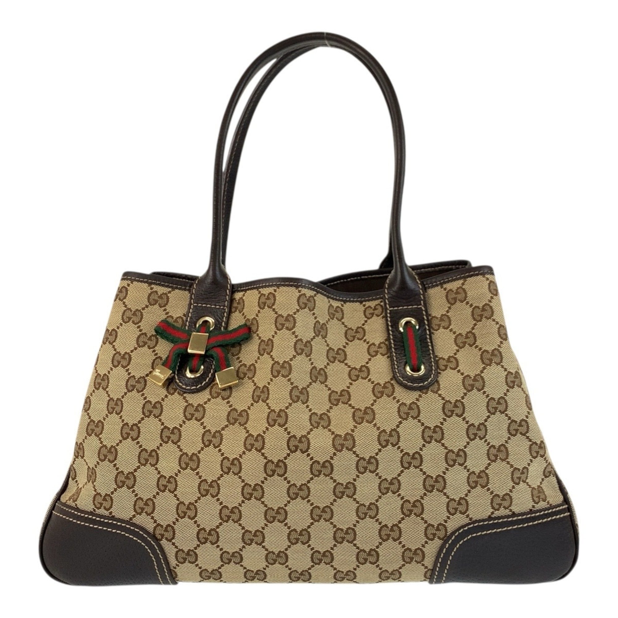 Pre-Owned GUCCI Gucci Prince Shelly Line Beige Brown Gold Hardware GG ...
