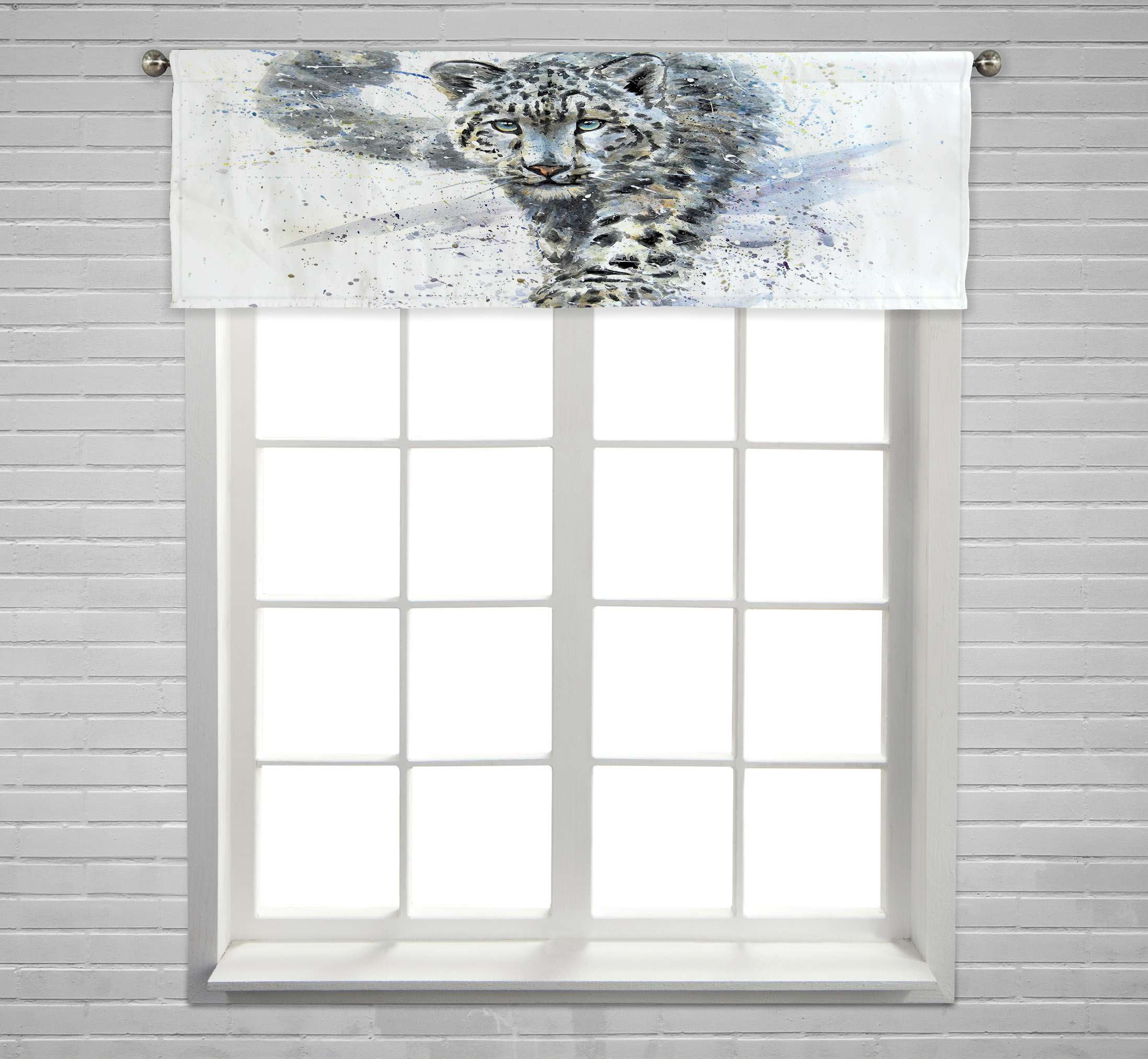 ECZJNT Snow leopard animals wildlife Window Curtain Valance Rod Pocket ...