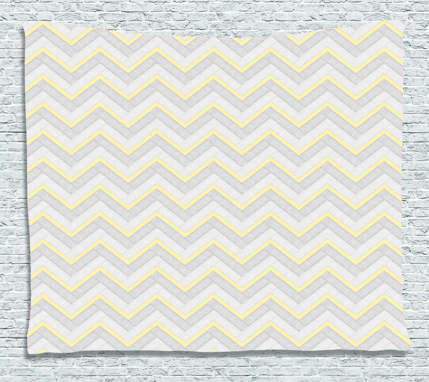 Grey Decor Tapestry, Vintage Chevron Pattern with Soft Pale Pastel ...