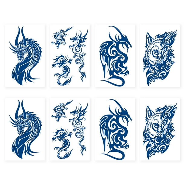 8-Sheet Temporary Tattoo Stickers, For Men Adults Fake Tattoo For Women ...
