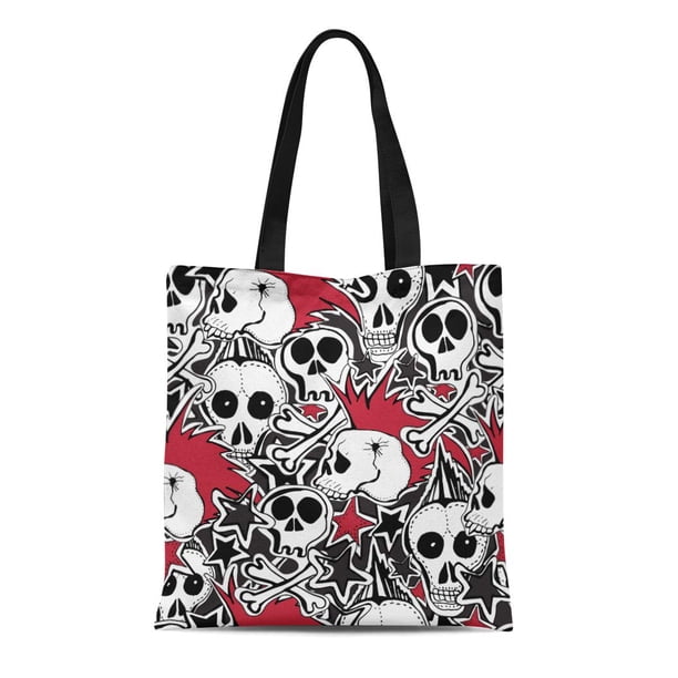 HATIART Canvas Bag Resuable Tote Grocery Shopping Bags Crazy Punk Rock ...