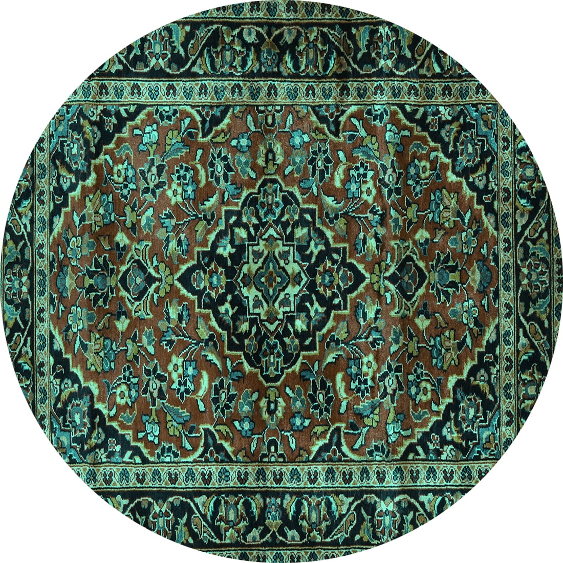 Ahgly Company Indoor Round Persian Turquoise Blue Traditional Area Rugs ...