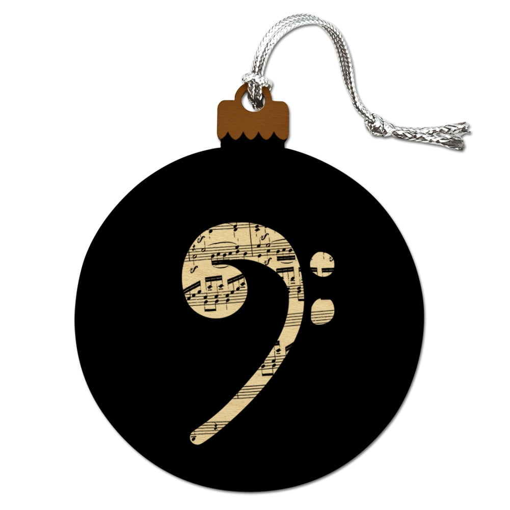 Sheet Music Bass Clef Music Wood Christmas Tree Holiday Ornament ...