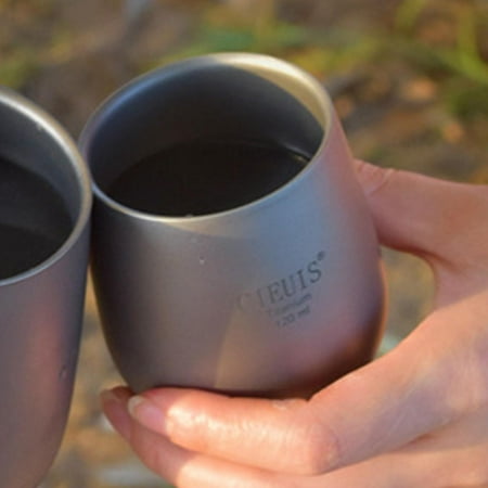 Ultralight Double Walled Titanium Cup Cookware Heat Resistant Insulated ...