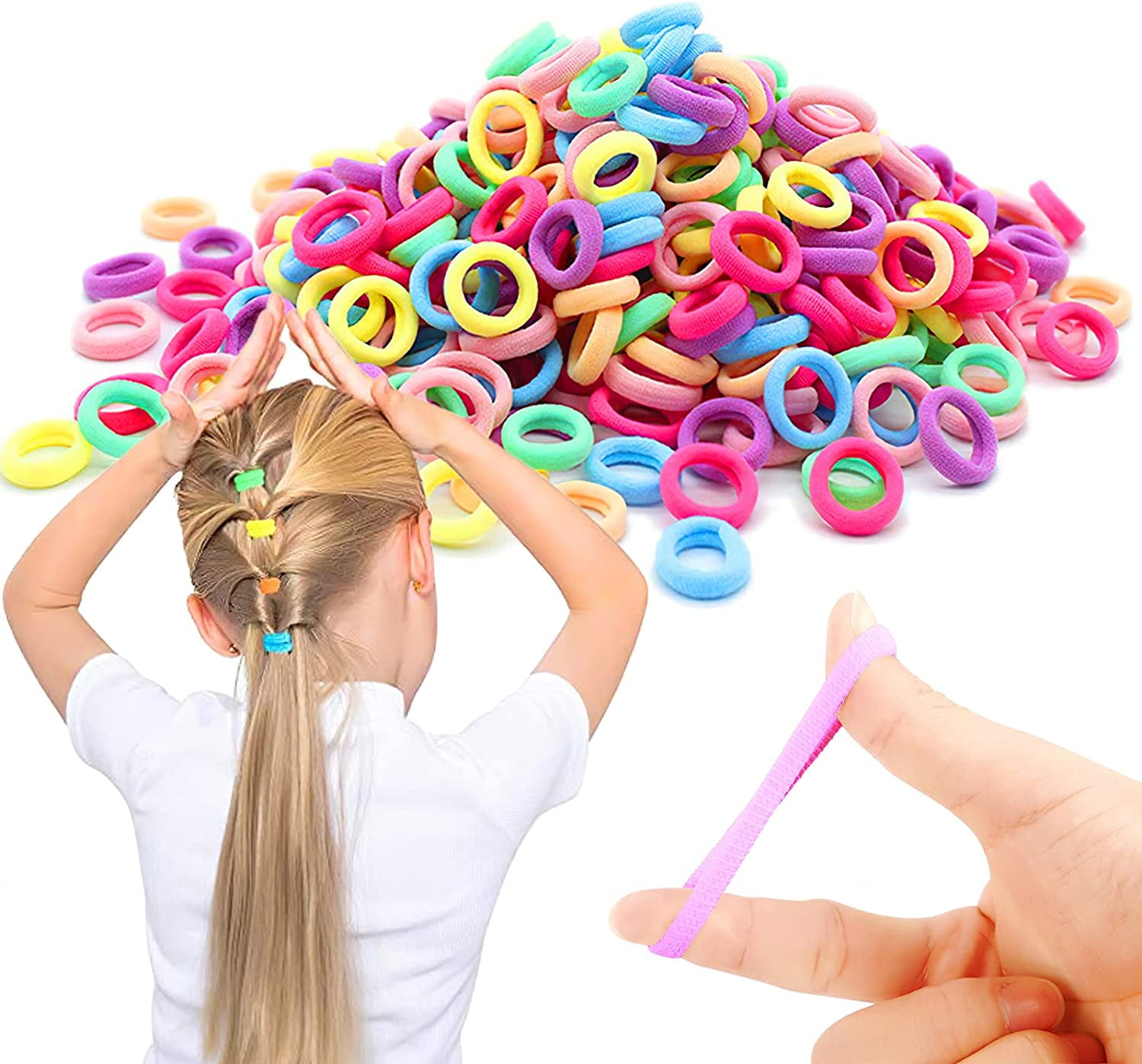 COLOURS TODDLER PACK OF 100 BOBBLES KIDS ELASTIC BANDS HAIR GIRLS ...