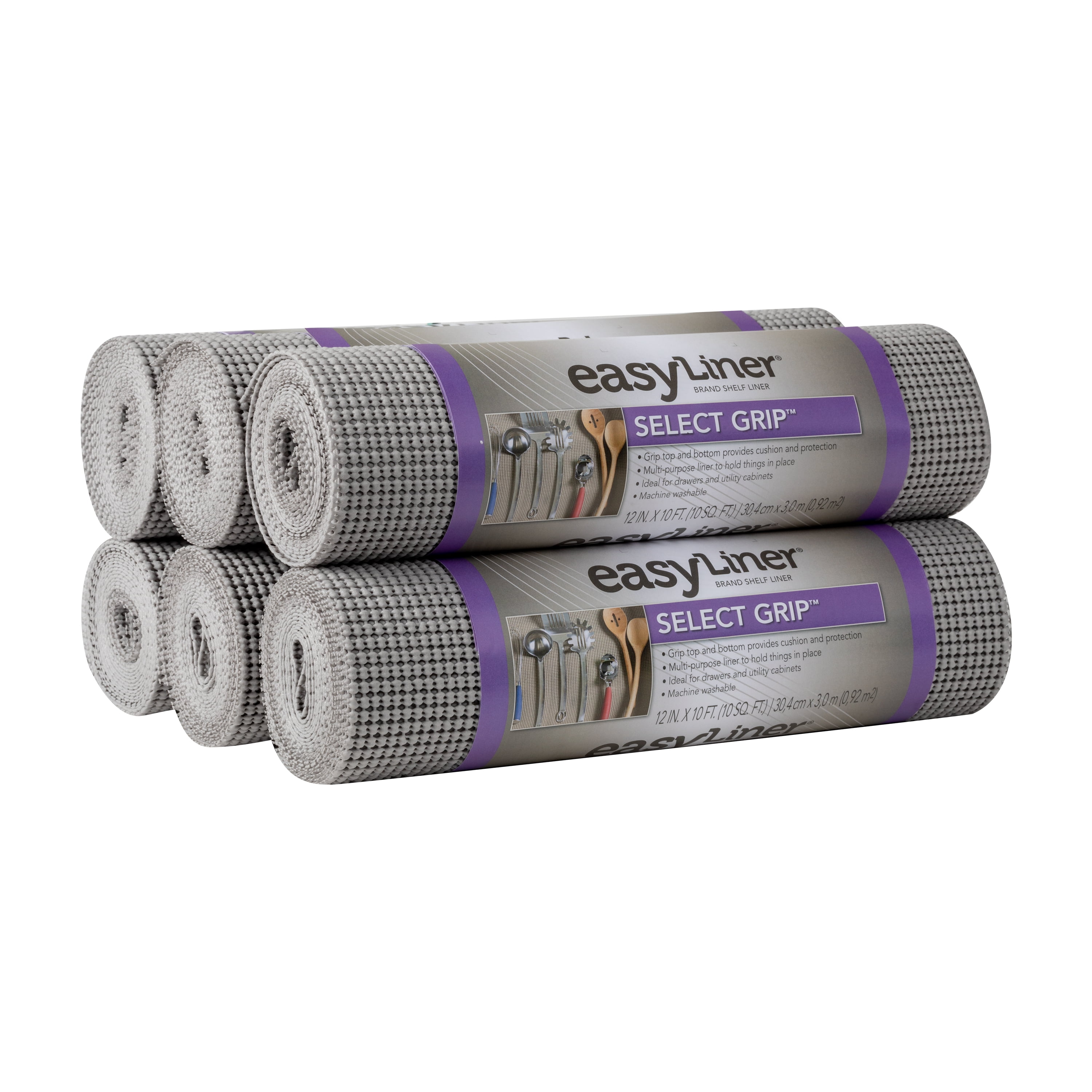 EasyLiner Select Grip 12 In. x 10 Ft. Shelf Liner, Light Gray (6pk ...