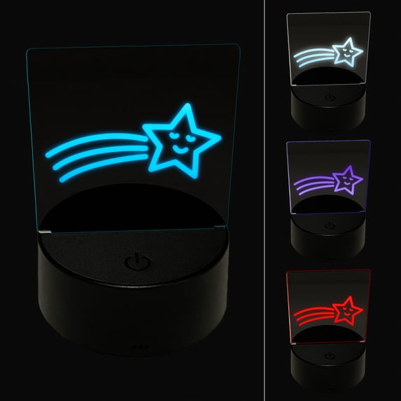Smiling Shooting Star LED Night Light Sign 3D Illusion Desk Nightstand ...