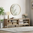 Fitueyes 70 TV Stand Oak Finish Max 260 lbs Load Capacity - Walmart.com