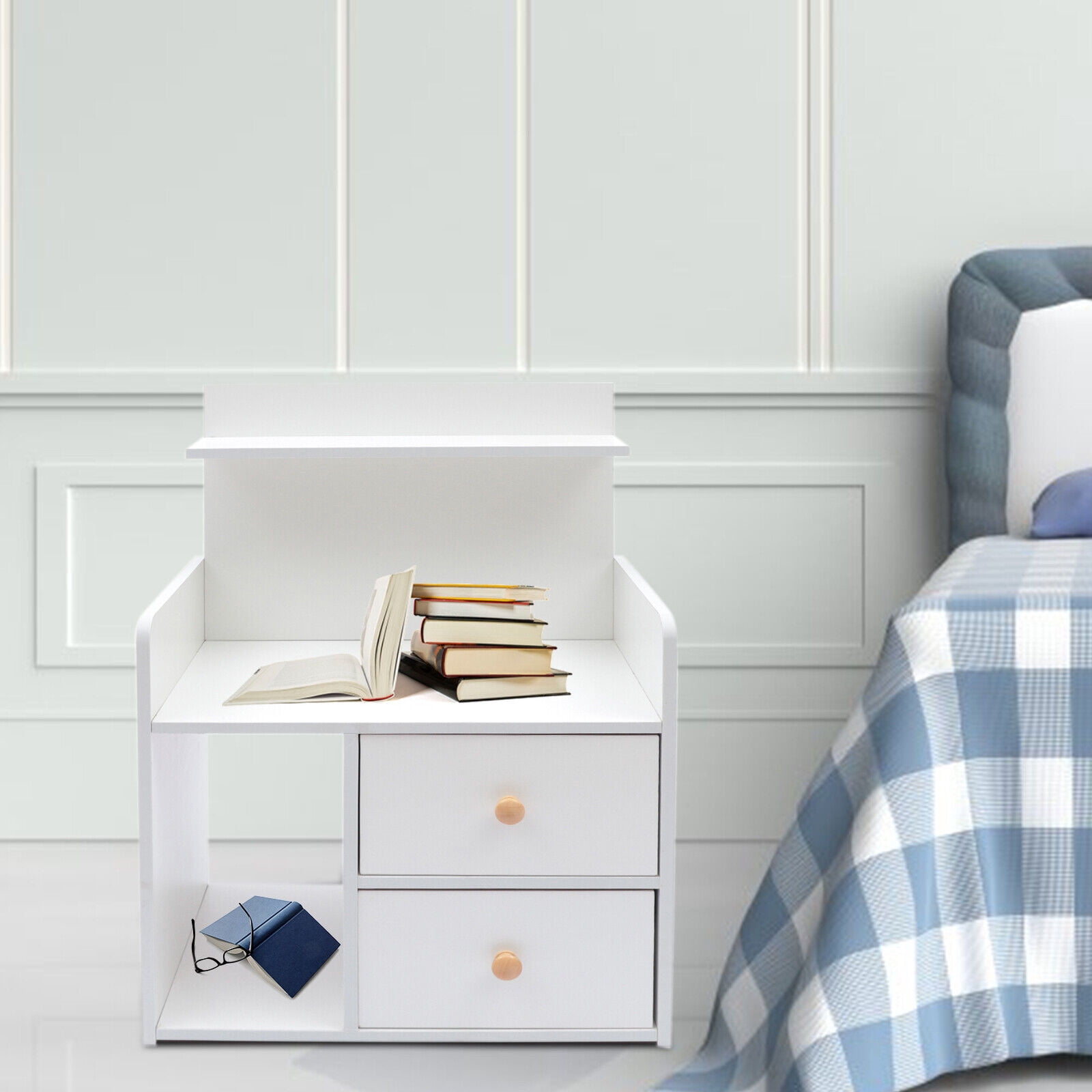 Miumaeov Nightstand with 2 Drawer Bedside Table for Bedroom Living Room ...
