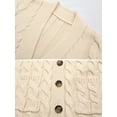 Womens Long Sleeve Cable Knit Long Cardigan Open Front Button Sweater
