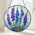 Botanical Delphinium Stained Glass Suncatcher, Round Window Hanging ...