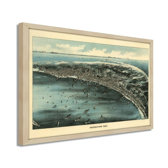 1910 Provincetown MA Map - Framed Vintage Cape Cod Map of Provincetown ...