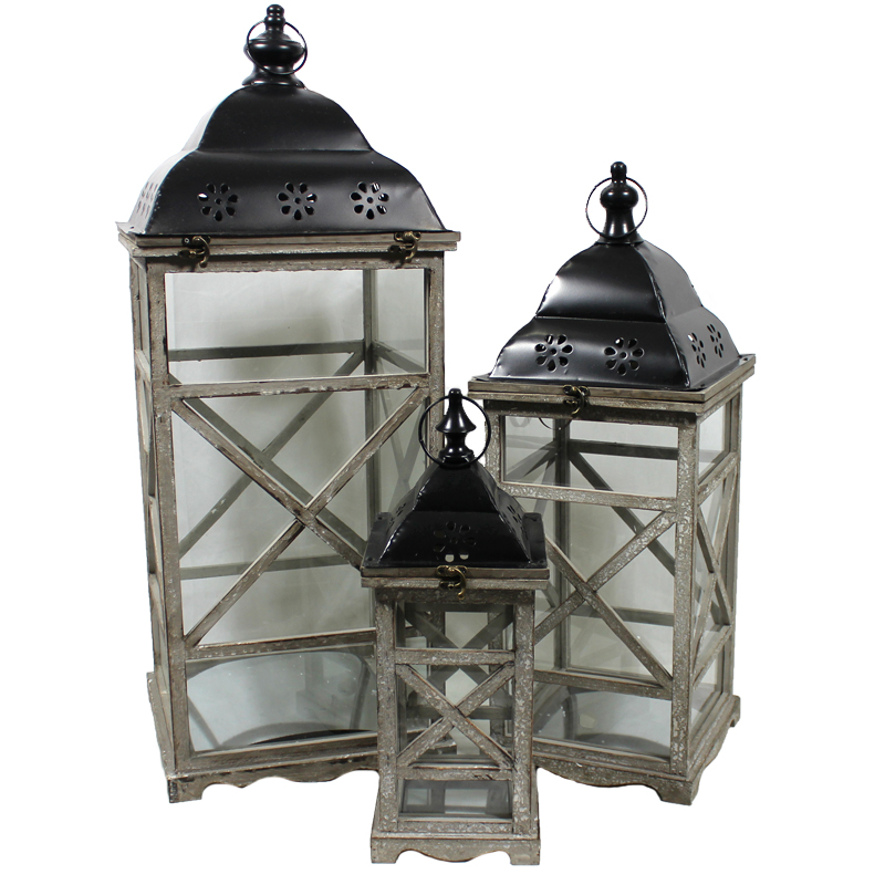 Impressive and Unique 3pc Wooden Lantern by Entrada by Entrada ...